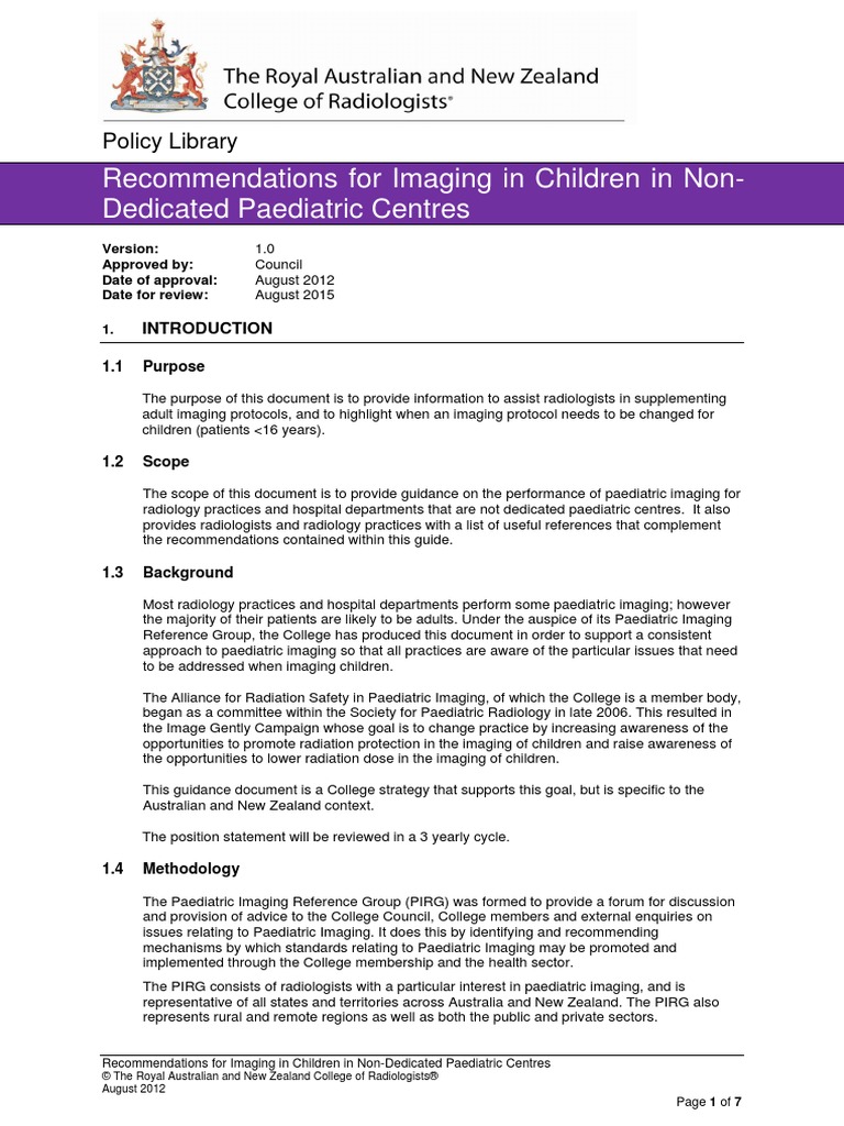 Paediatric Imaging Guidelines - Fin | PDF | Ct Scan | Medical Imaging