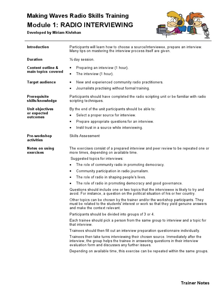 Radio Interview Skills | PDF | Interview | Question