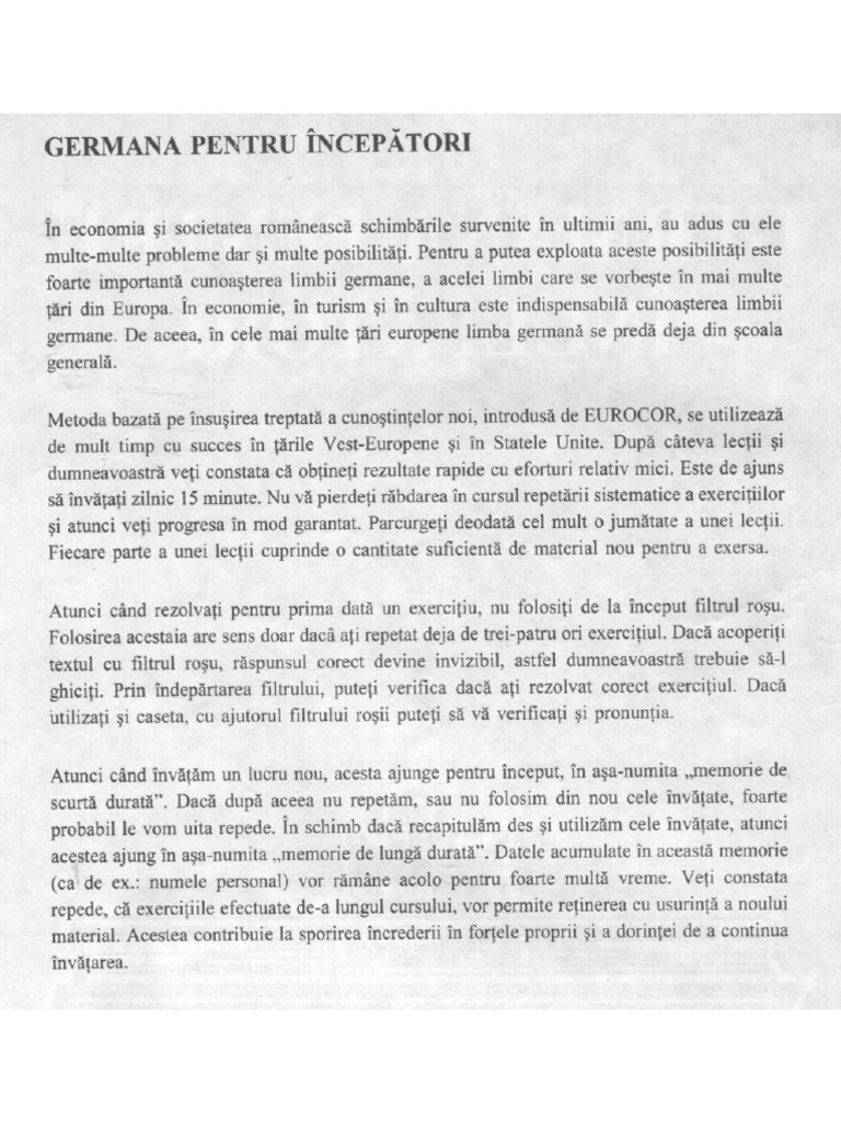 Germana Pentru Incepatori | PDF
