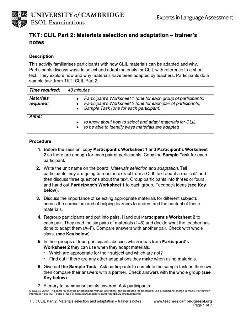 TKT Clil Part 2 Materials PDF | PDF | Artery | Heart