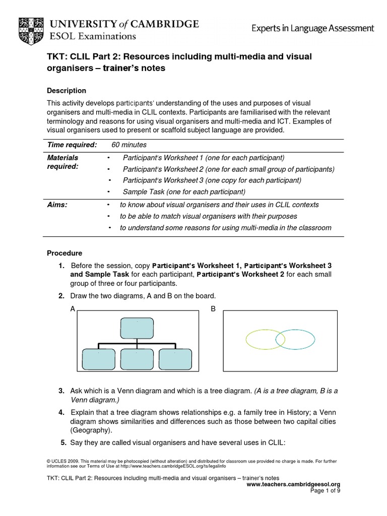 TKT Clil Part 2 Resources PDF | PDF | Multimedia | Chart