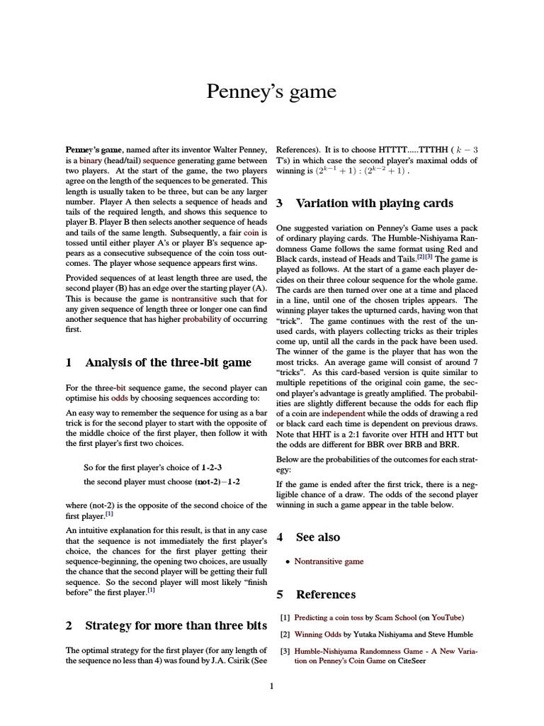 Penney's Game | PDF | Gaming | Teaching Mathematics