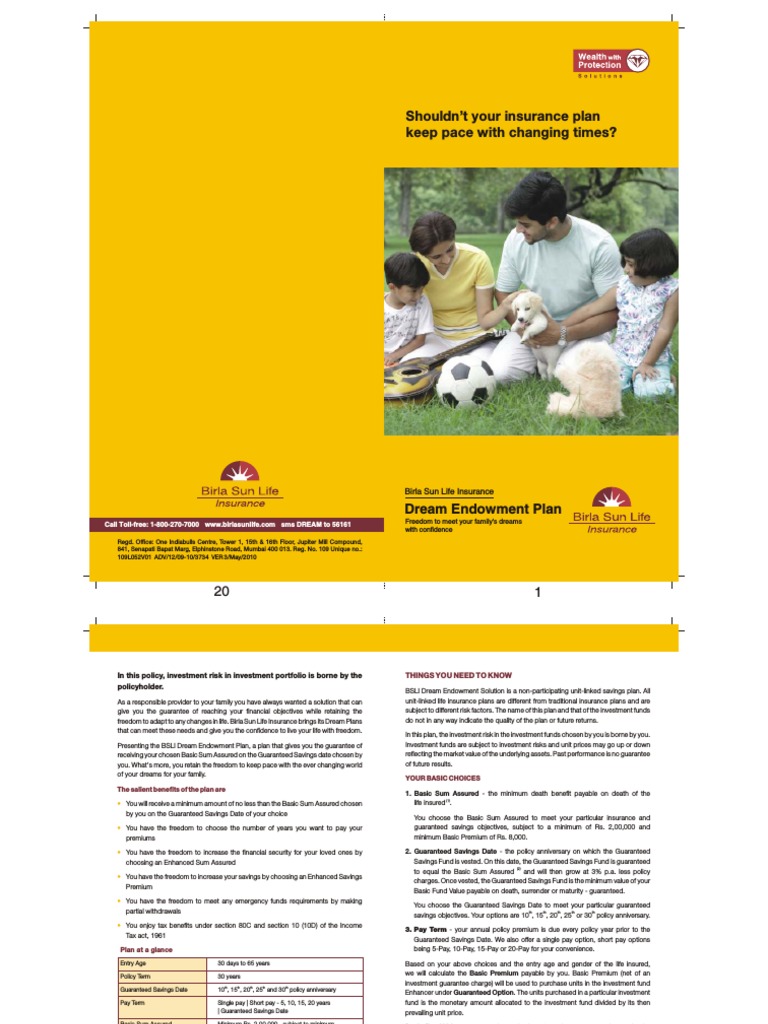 Dream Endowment Plan Brochure | PDF | Investment Fund | Money Market