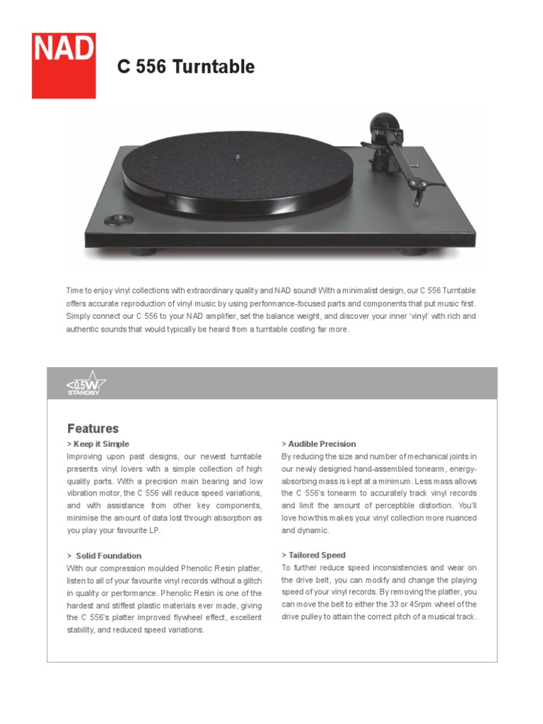 Data Sheet - C 556 Turntable | PDF | Phonograph | Gramophone Record