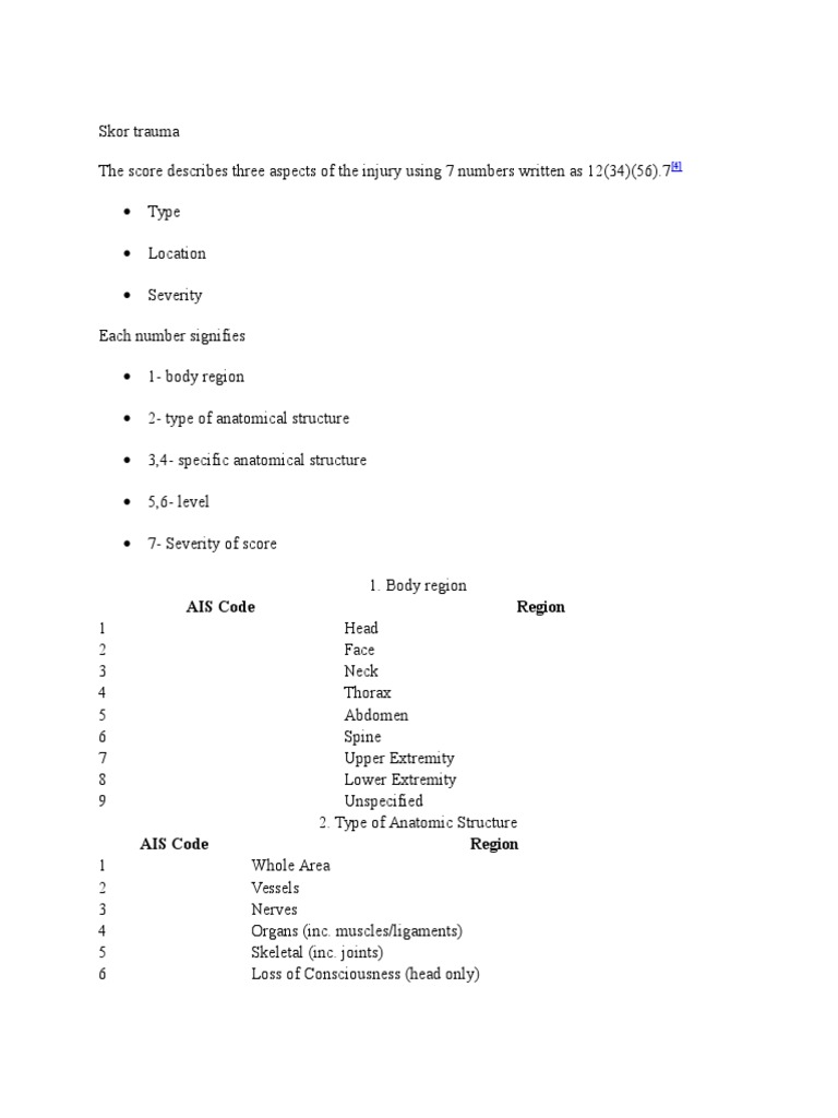 Revised Trauma Score Overview | PDF