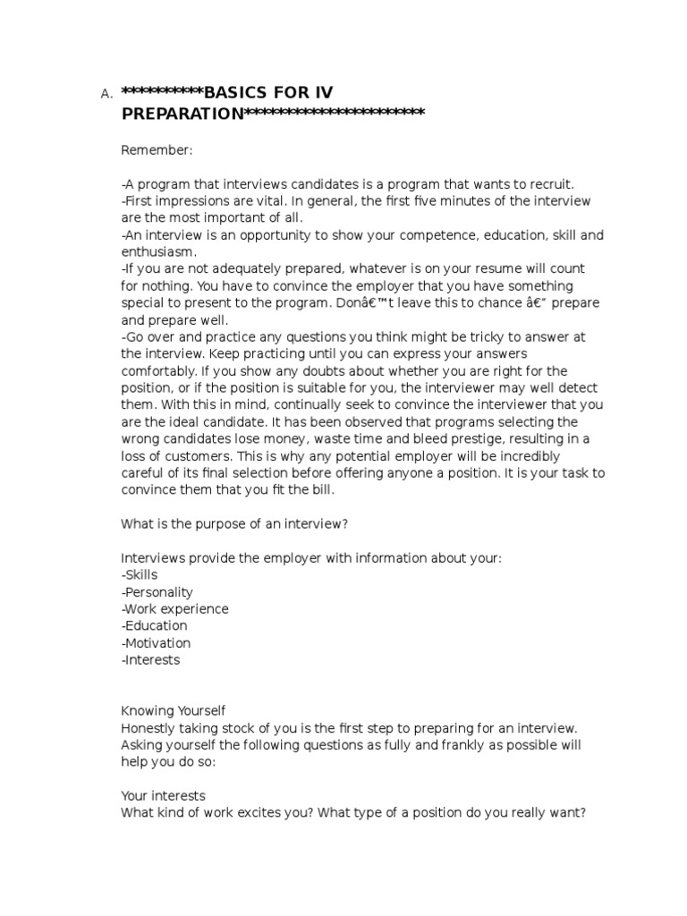 Basics For IV Preparation | PDF | Residency (Medicine) | Medical School