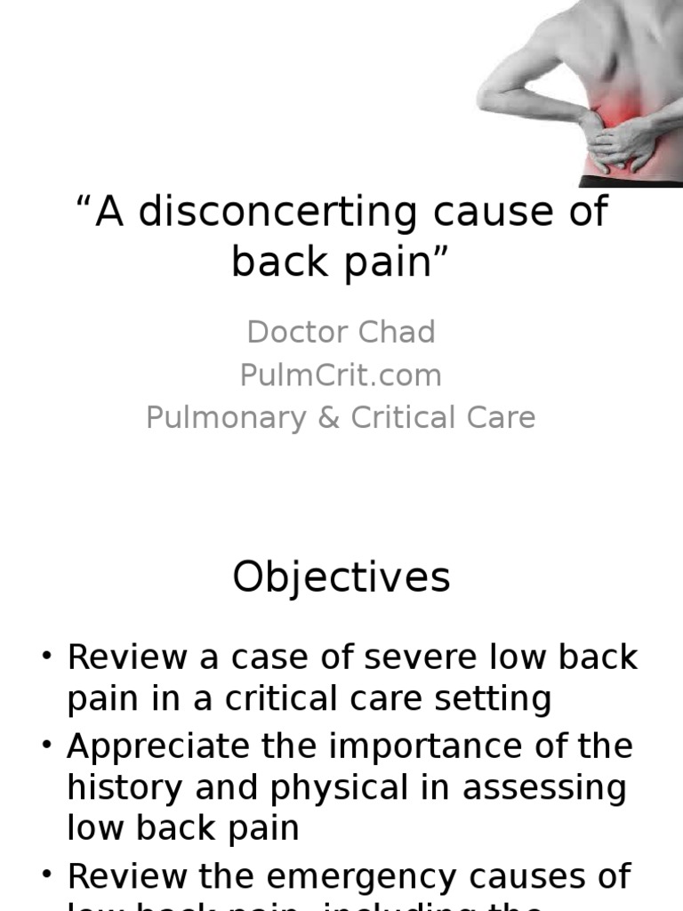 A Review of A Case of A Patient Presenting With Low Back Pain Leading ...
