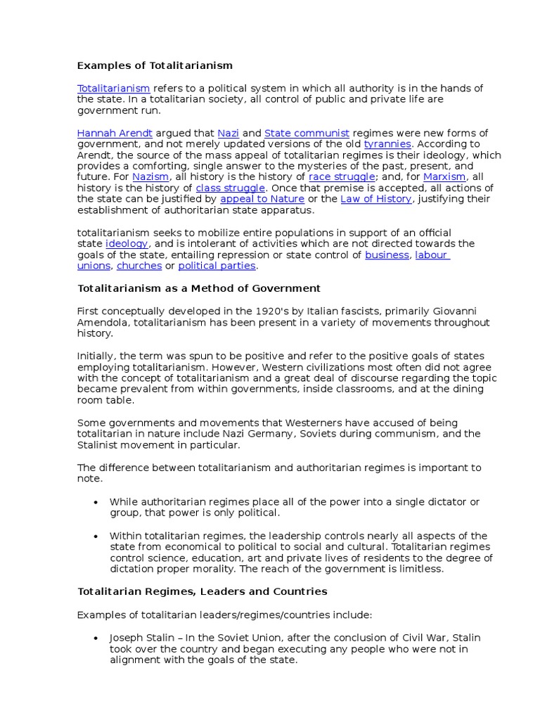 Examples of Totalitarianism | Download Free PDF | Totalitarianism ...