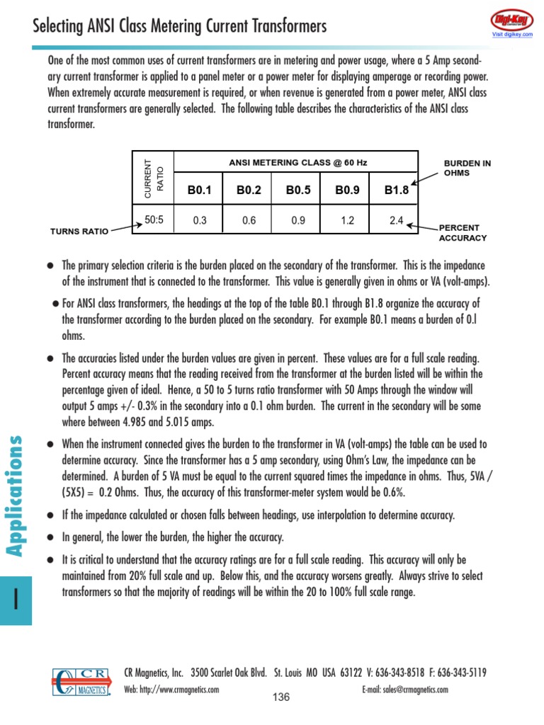 Current Transformers Theory & Selection | PDF | Transformer | Force