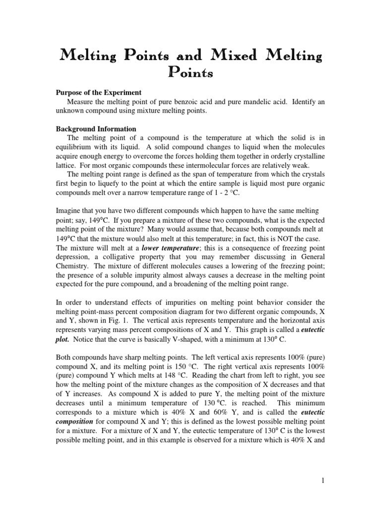 2210 - Melting Points and Mixed Melting Points | PDF | Melting Point ...