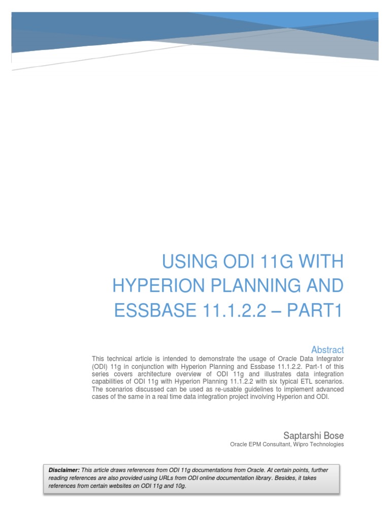 Using ODI 11g With Hyperion Planning and Essbase 11122-Part1 | Download Free PDF | Database ...