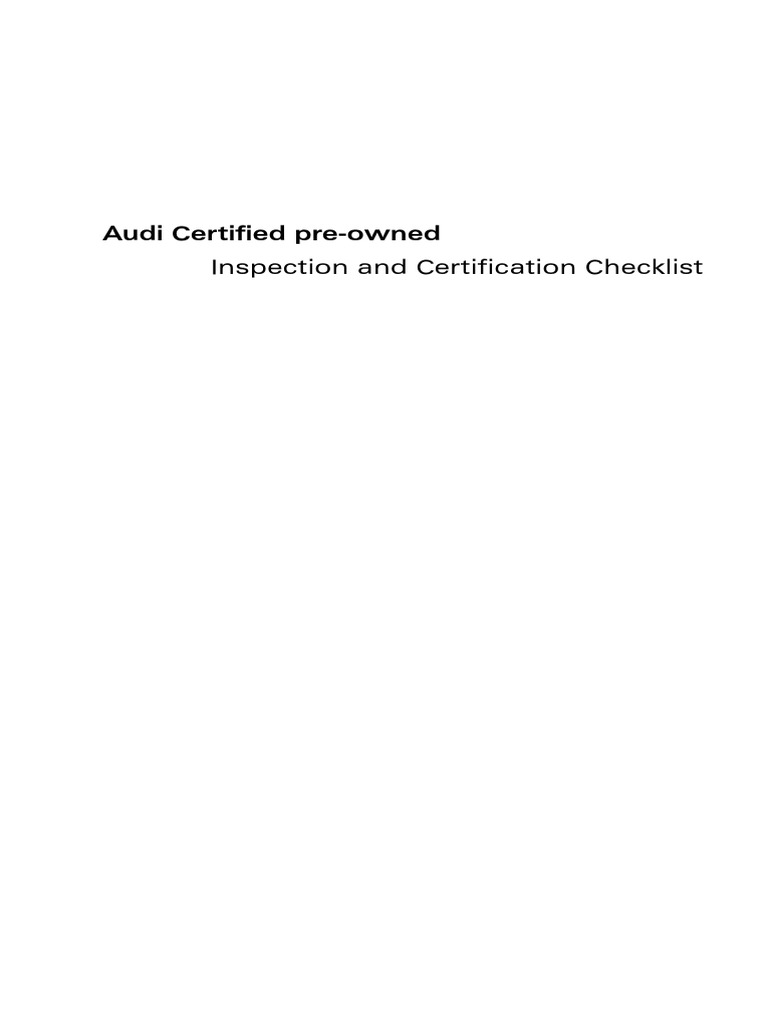 Audi 300 Point Inspection Guide | PDF | Home & Garden