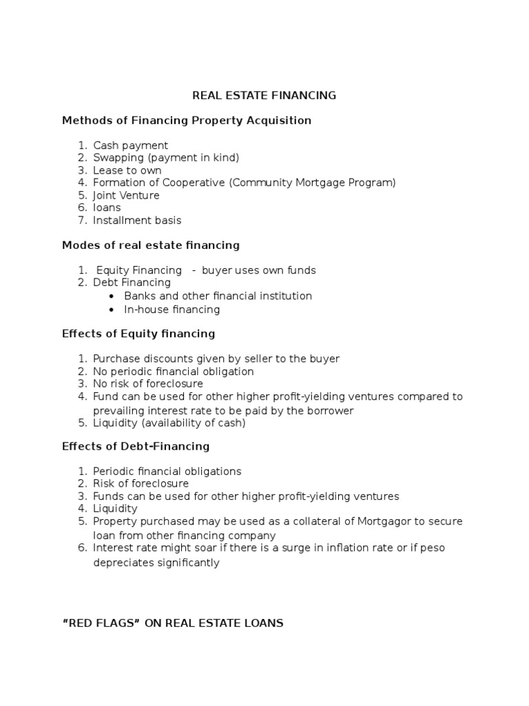 A Comprehensive Guide to Real Estate Financing Methods, Programs, and ...