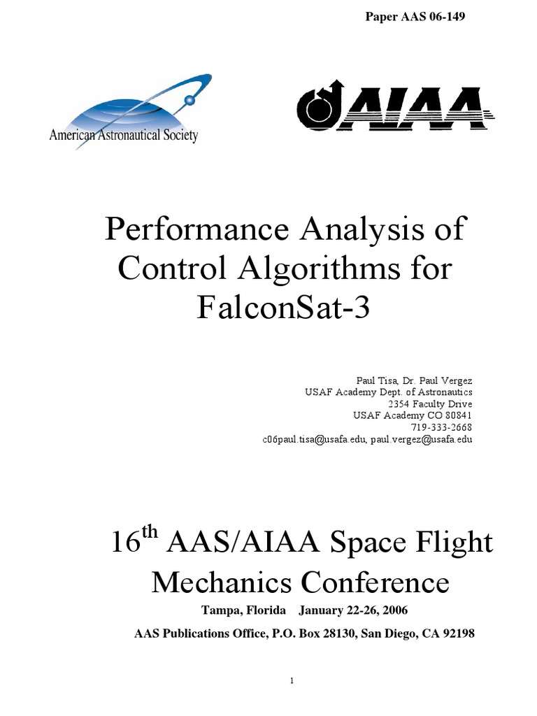 Control Algorithms for FalconSat-3 | PDF | Attitude Control | Flight ...
