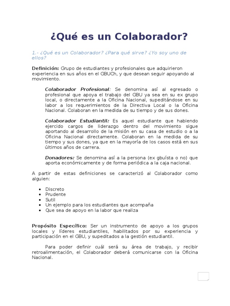 Qué Es Un Colaborador | PDF | Liderazgo | Biblia