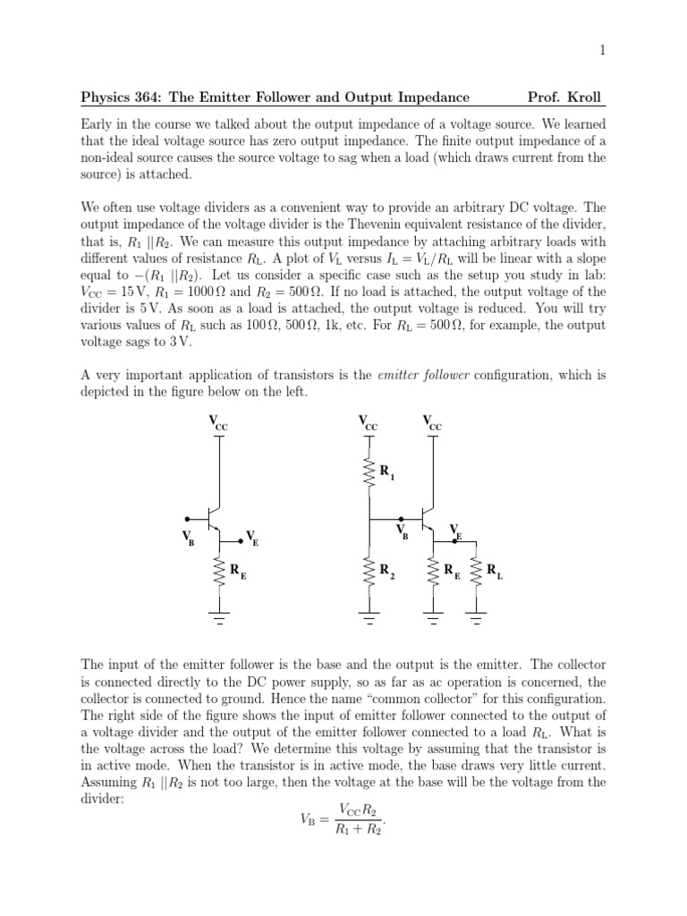 Emitter Follower | PDF | Bipolar Junction Transistor | Electrical Circuits