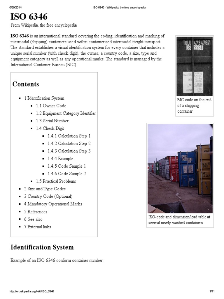 ISO 6346 - Wikipedia, The Free Encyclopedia | PDF | Services (Economics ...
