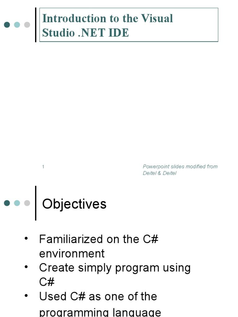 Introduction To The Visual: Powerpoint Slides Modified From Deitel & Deitel | PDF | Tab (Gui ...