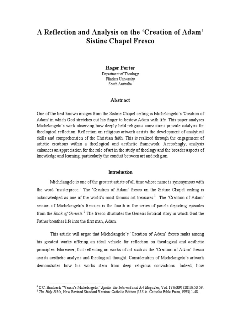 Porter Analysis of Creation of Adam Sistine Chapel | PDF | Michelangelo ...
