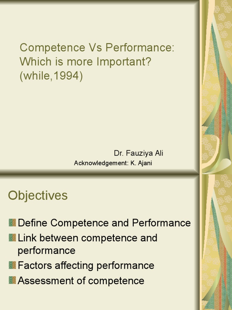 Competence Vs Performance | PDF | Competence (Human Resources ...