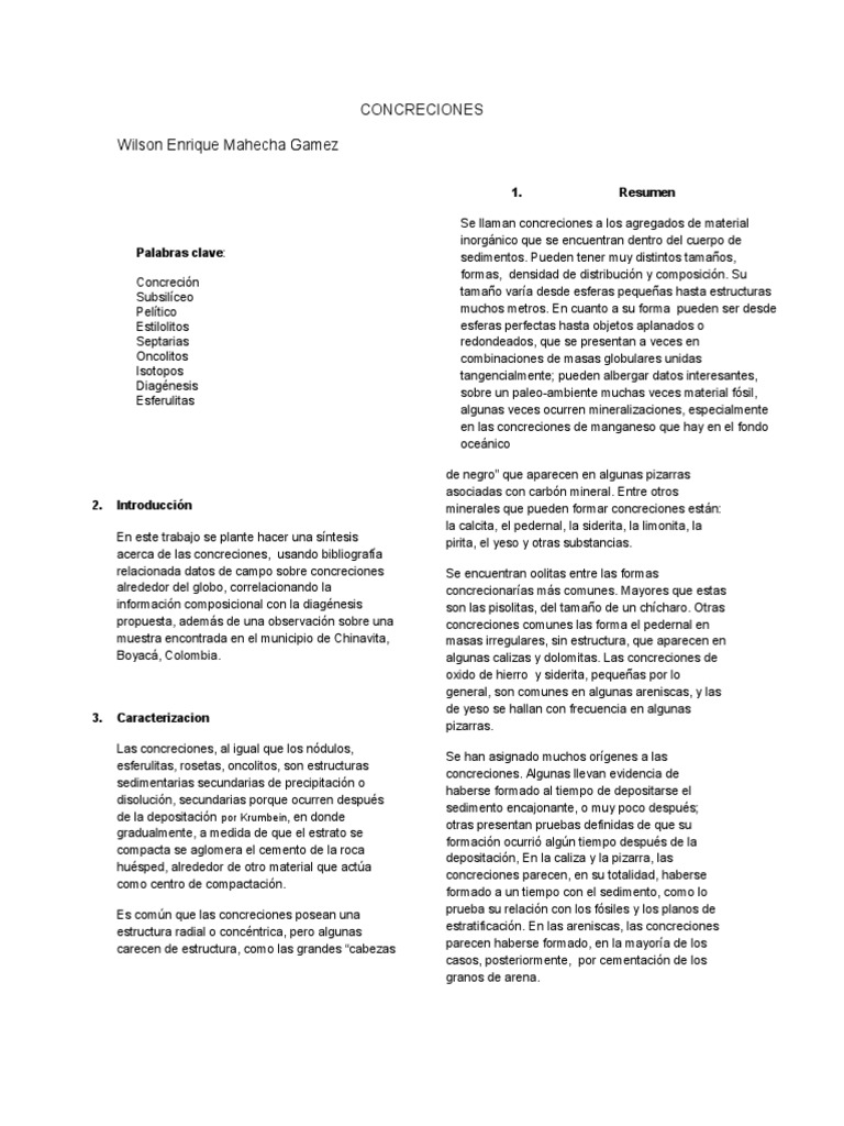 Concreciones: Tipos y Características | PDF | Fósil | Minerales