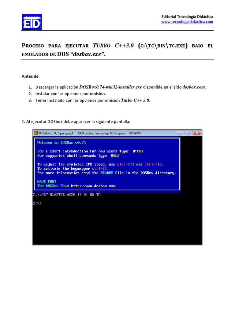 Manual Dosbox Turbo C | PDF | Compatibles con PC Ibm | Microsoft Windows