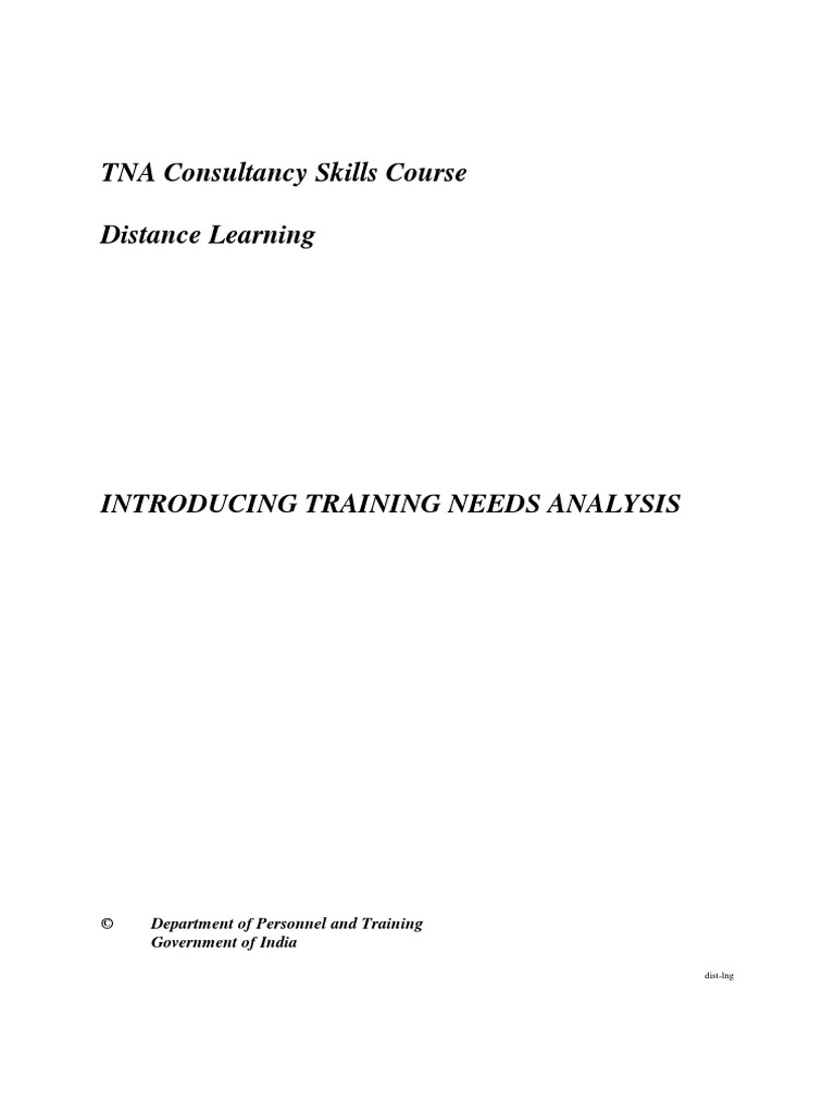 TNA Consultancy Skills Course Distance Learning: Department of ...