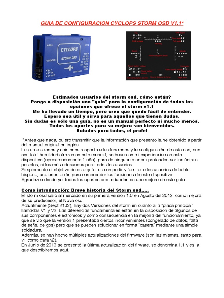 Guía Cyclops Storm OSD V1.1 | PDF | Avión | Batería (electricidad)