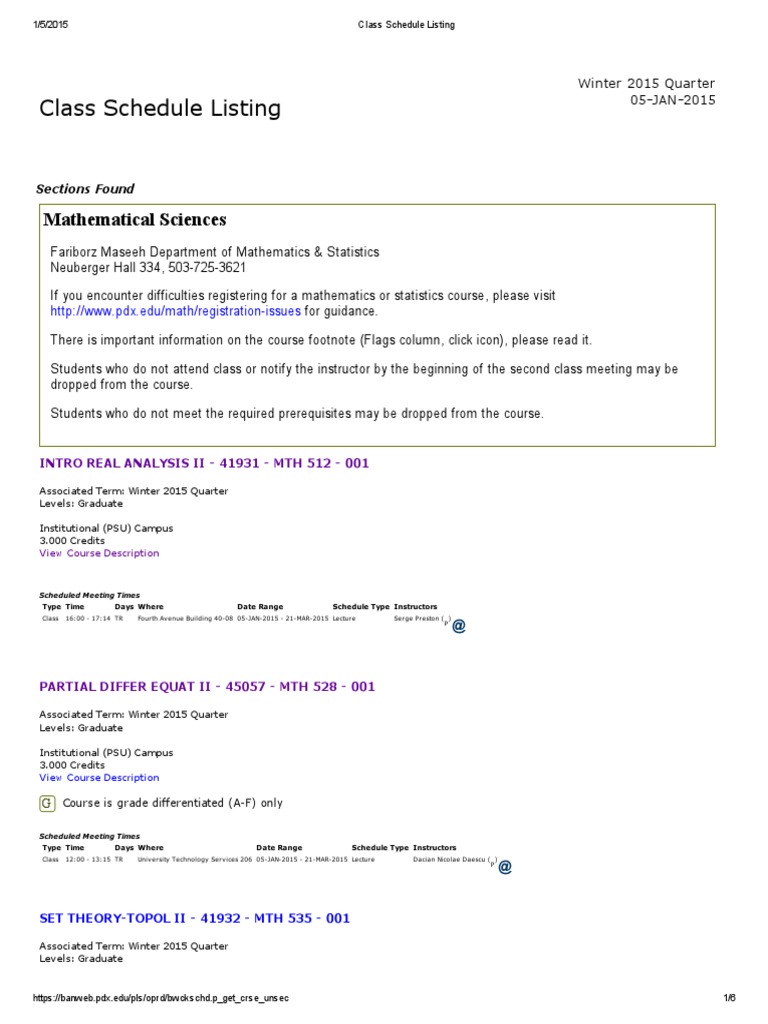 Class Schedule Listing | PDF | Cognition | Teaching Mathematics