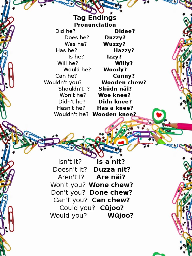 Tag Endings: Pronunciation | PDF | Philology | Language Arts & Discipline