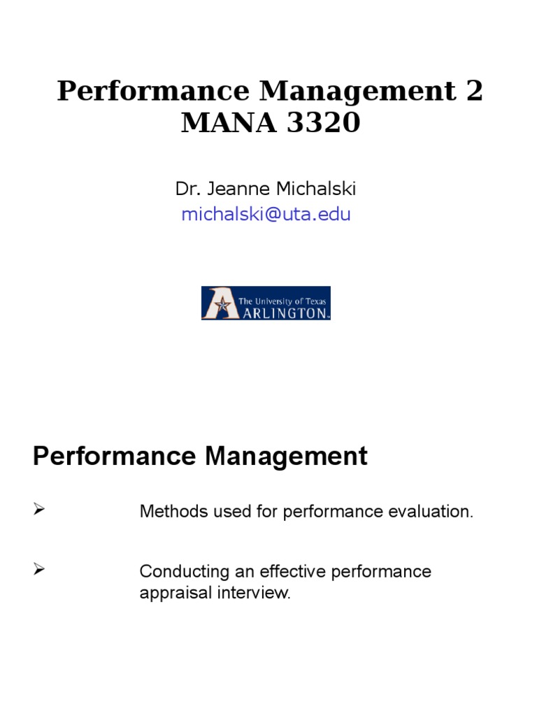 Performance Management 2 MANA 3320: Dr. Jeanne Michalski | PDF ...