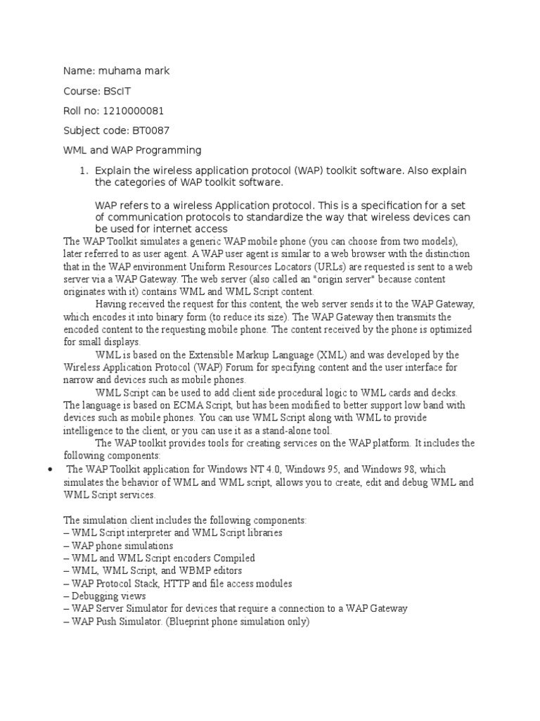 WML and Wap | PDF | Html Element | Web Server