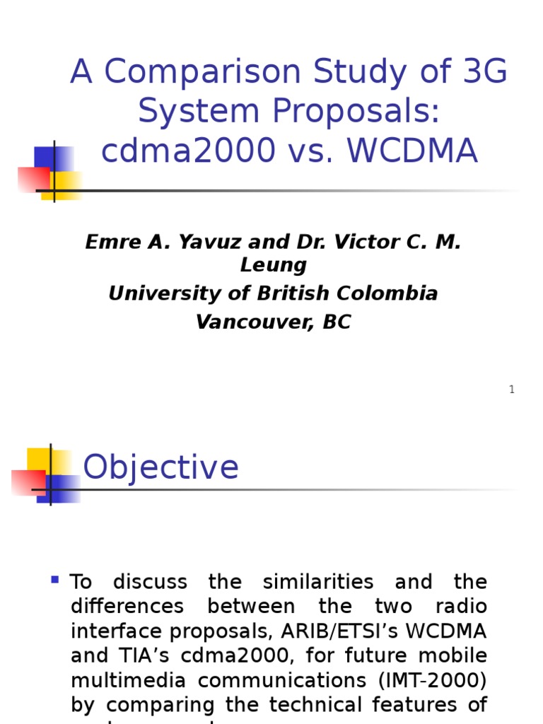 A Comparison Study of 3g System Proposals Cdma2000 Vs Wcdma | PDF | 3 G ...