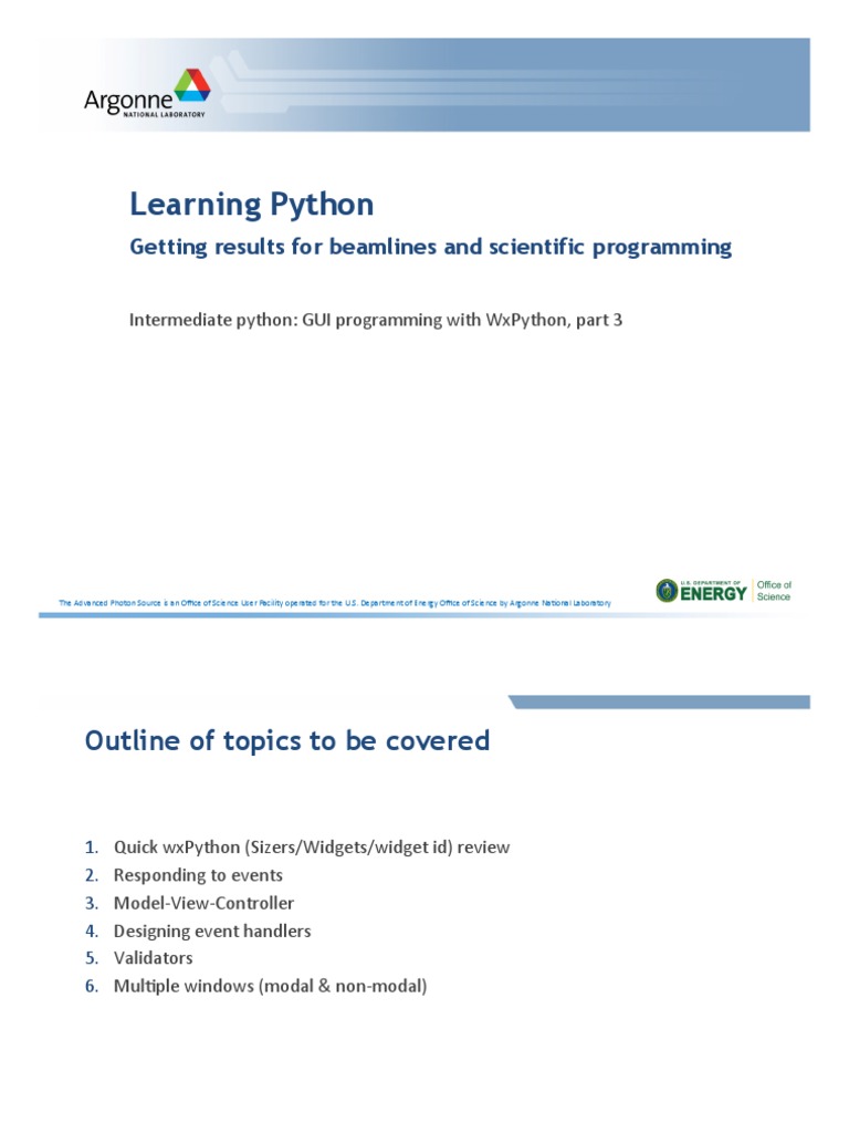 Learning Python: Getting Results For Beamlines and Scientific ...