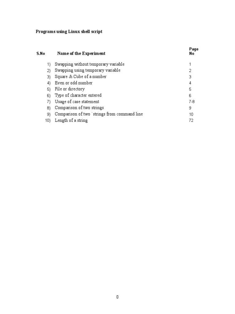 Programs Using Linux Shell Script Sno No Pdf Command Line Interface Computer File