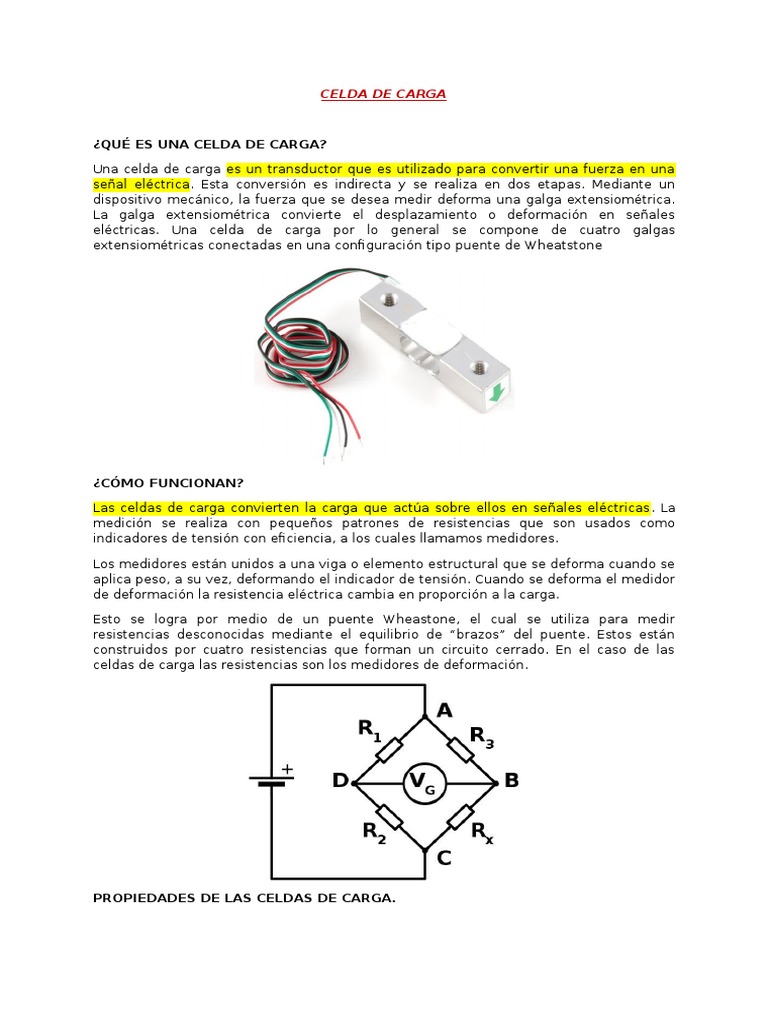 Celda de Carga_bascula Electronica_resumen | Resistencia eléctrica y ...