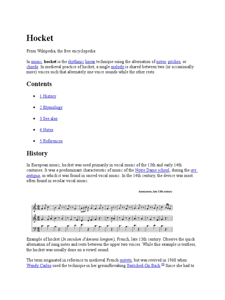 Hocket: Music Rhythmic Linear Notes Pitches Chords Melody | PDF ...