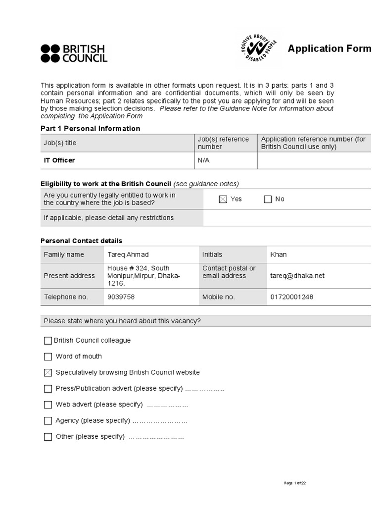 External Application Form 6-1 | Criminal Record | Disability