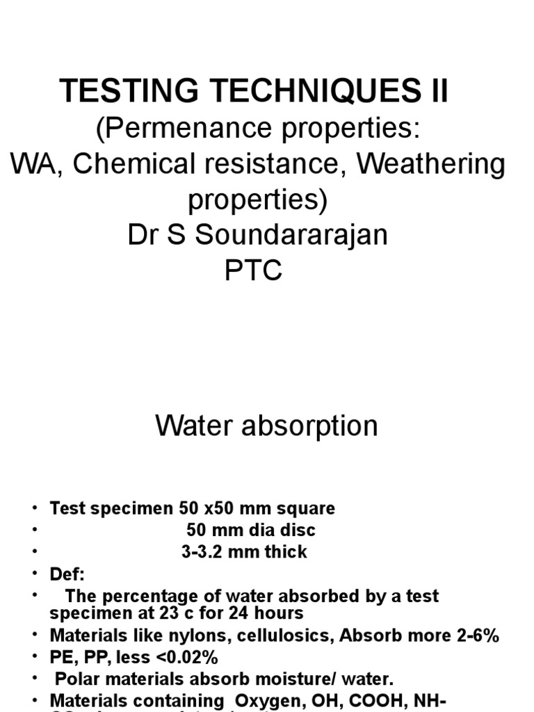Testing Techniques II (Permanence Prop & Product Testing) | PDF ...