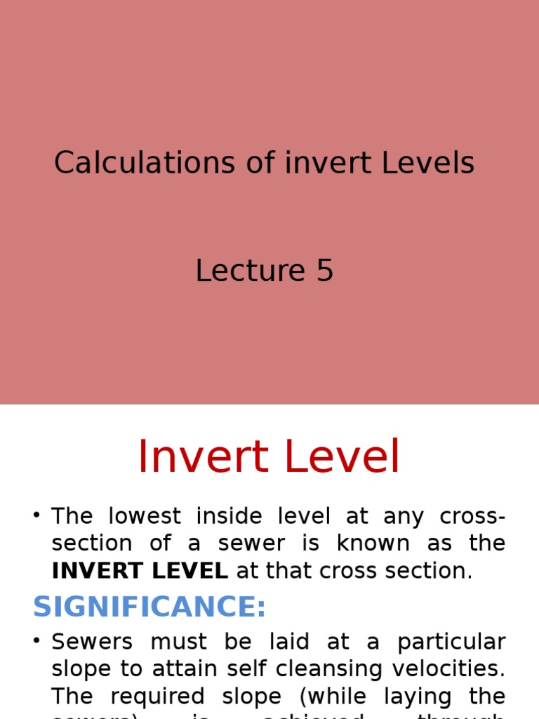Invert Level Calculations for Sewers | PDF | Sanitary Sewer | Slope