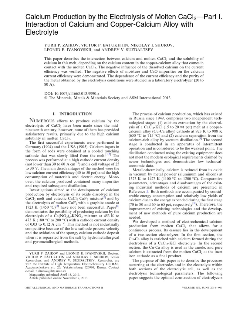 Art 3A10.1007 2Fs11663-013-9990-x PDF | PDF | Electrolyte ...