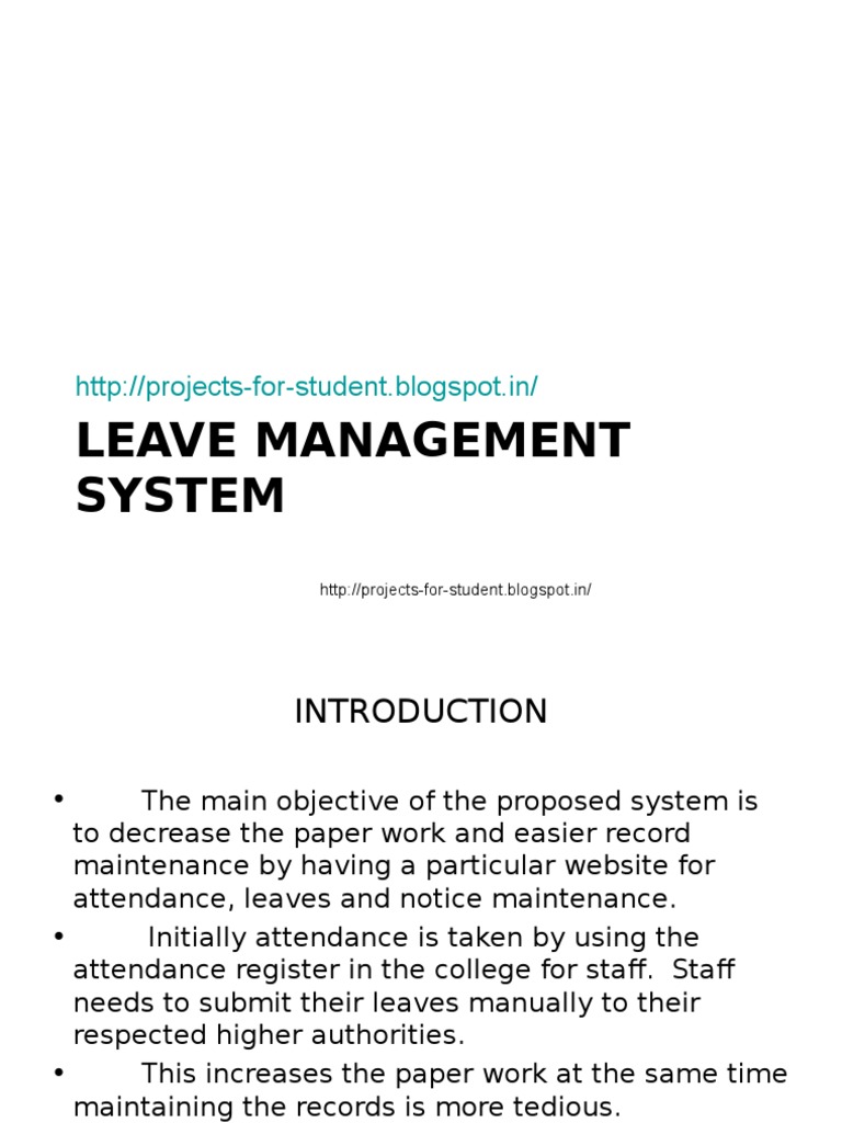Leave Management System | PDF | User (Computing) | Digital Technology