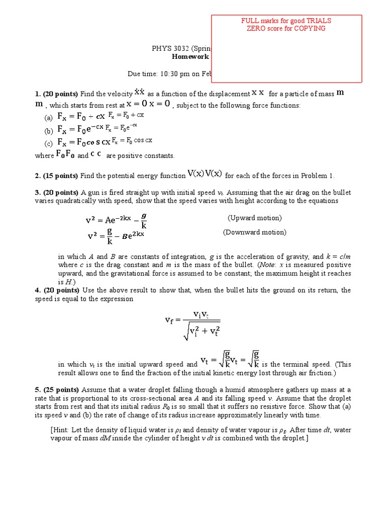 Classical Mechanics Problems | PDF