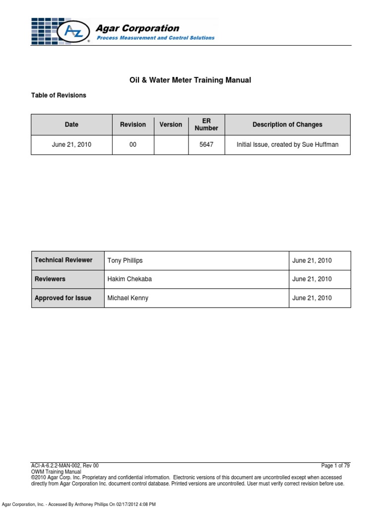 Oil Water Meter Training Manual | PDF | Gases | Flow Measurement