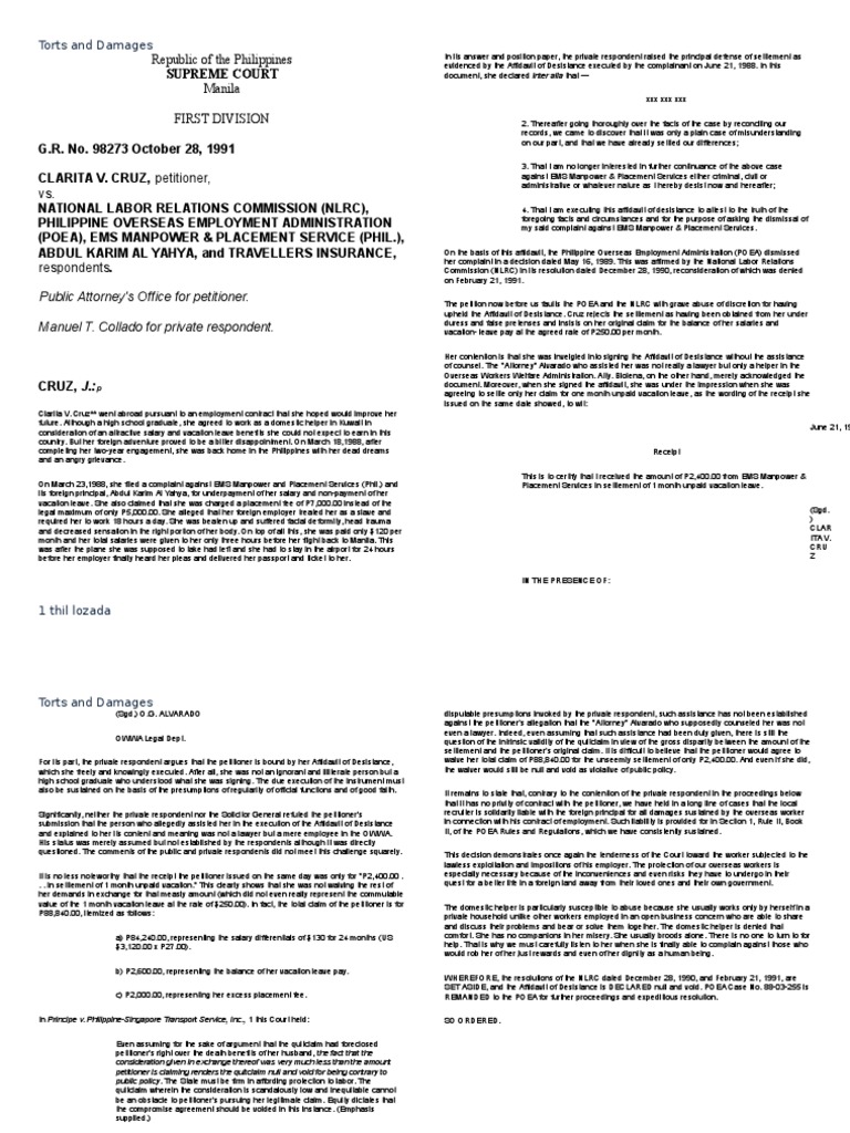 Cruz v. NLRC | PDF | Lawyer | Complaint