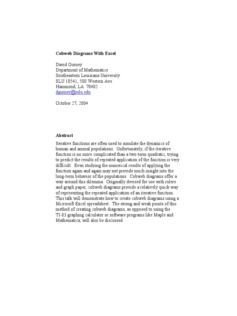 Creating Cobweb Diagrams in Excel | PDF
