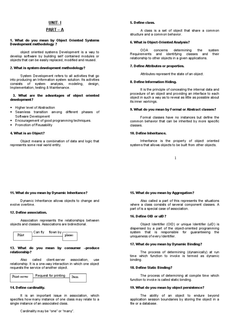 Ooad Complete Notes 1 5 Pdf Inheritance Object Oriented Programming Class Computer 