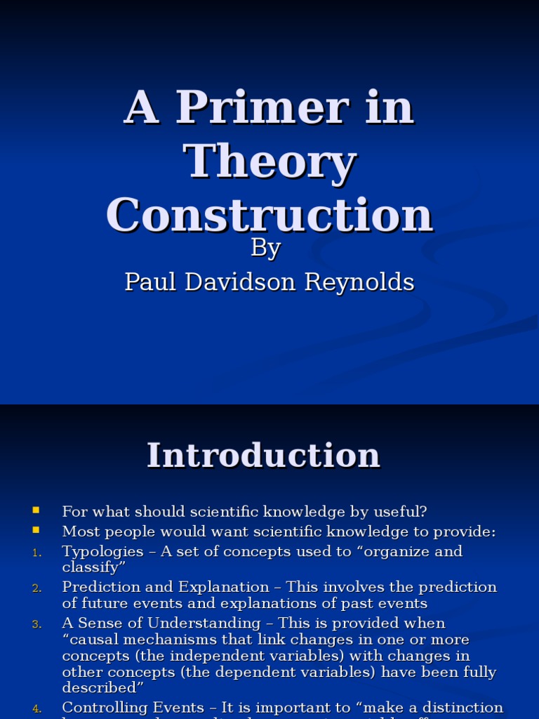 A Primer in Theory Construction | PDF | Theory | Statistics