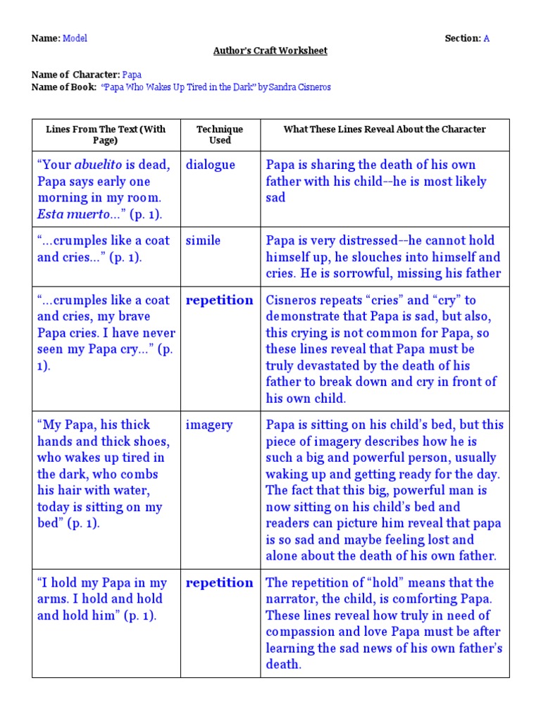 Analyzing Author's Craft in Cisneros | PDF