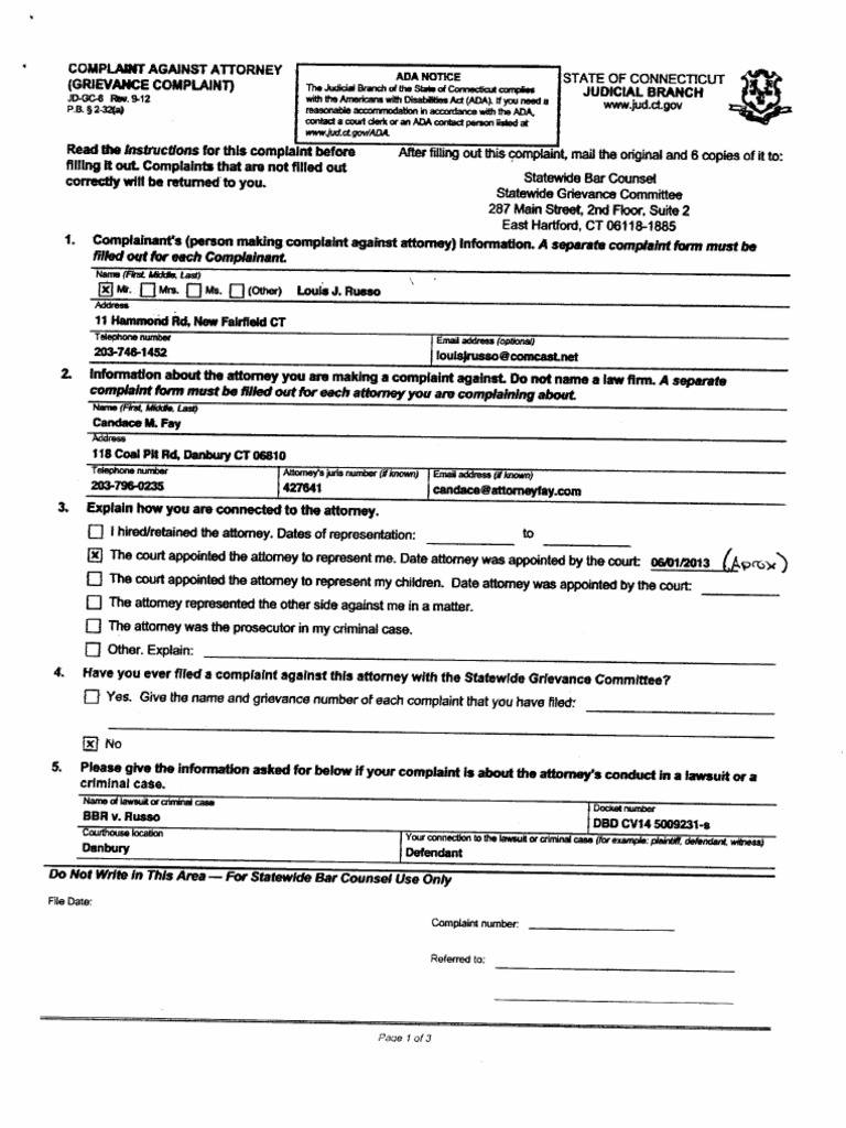 Louis Russo Statewide Greivance Complaint Against Candace Fay | PDF